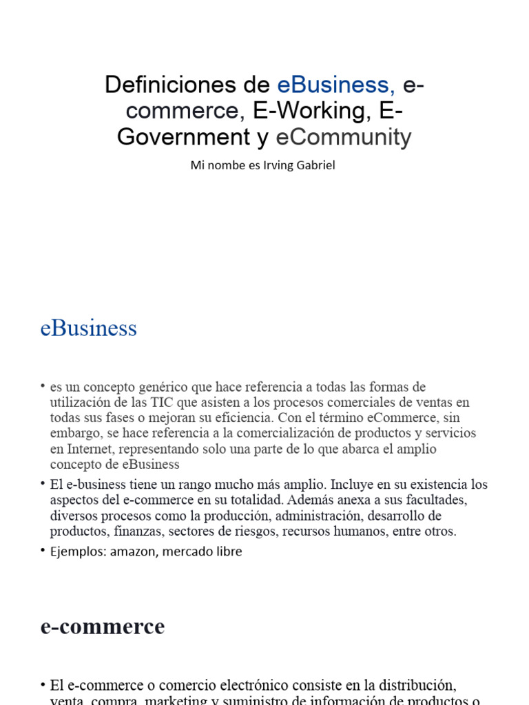 Definiciones de EBusiness, E-Commerce, E-Working | PDF | Comercio electrónico | Marketing
