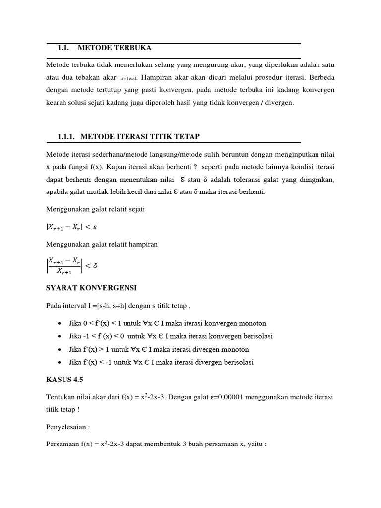 Analisis Numerik 7.SPNL Metode Terbuka - Iterasi Titik Tetap Newton ...