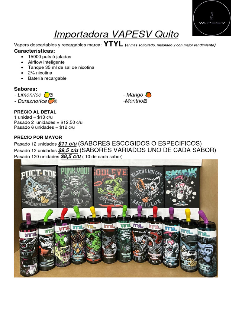 Vaps Catalogo 2023 NOVIEMBRE | PDF | Cigarrillo electrónico | Diodo emisor de luz