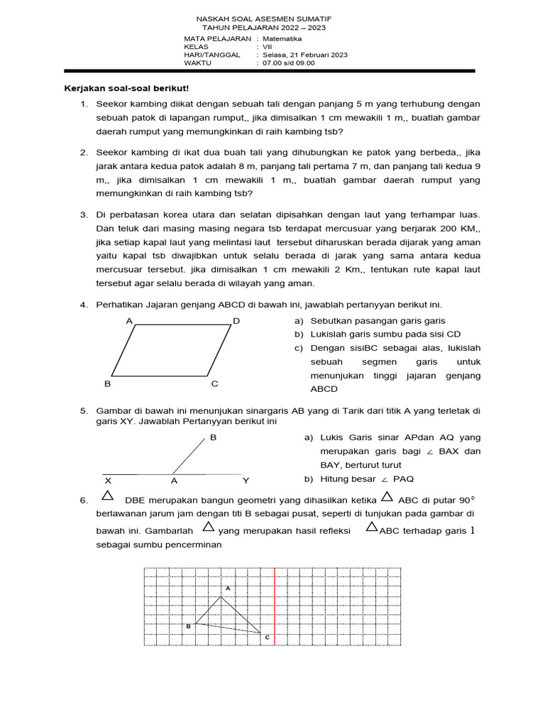 Soal Asesmen Matematika Kelas 7 SMP | PDF