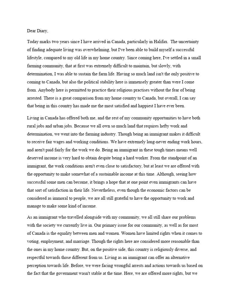 History Assignment Diary | PDF | Immigration | Economies