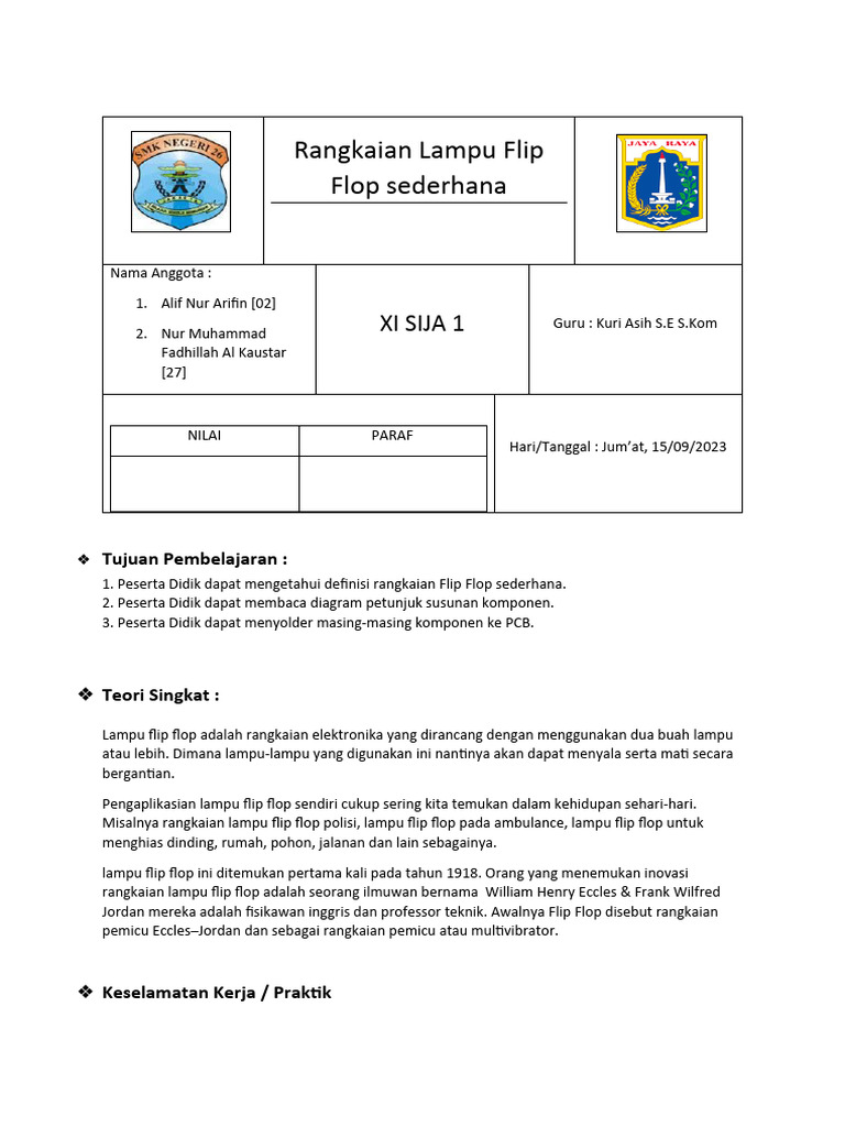 JOBSHEET Rangkaian Lampu Fliplop | PDF