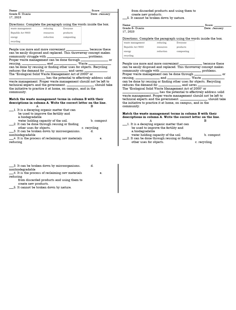 2nd QTR Health Week 7 | Download Free PDF | Waste Management | Waste