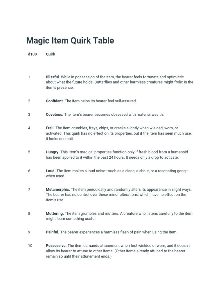 Magic Item Ideas | PDF