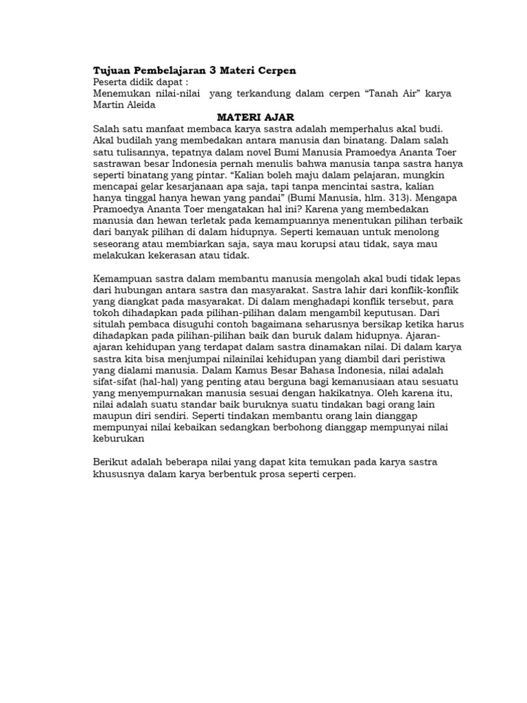 MATERI AJAR 2 Materi Cerpen | PDF | Fiksi Umum