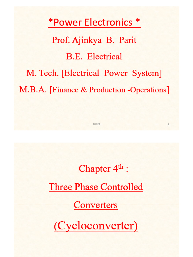 Cycloconverter | PDF | Alternating Current | Electrical Components
