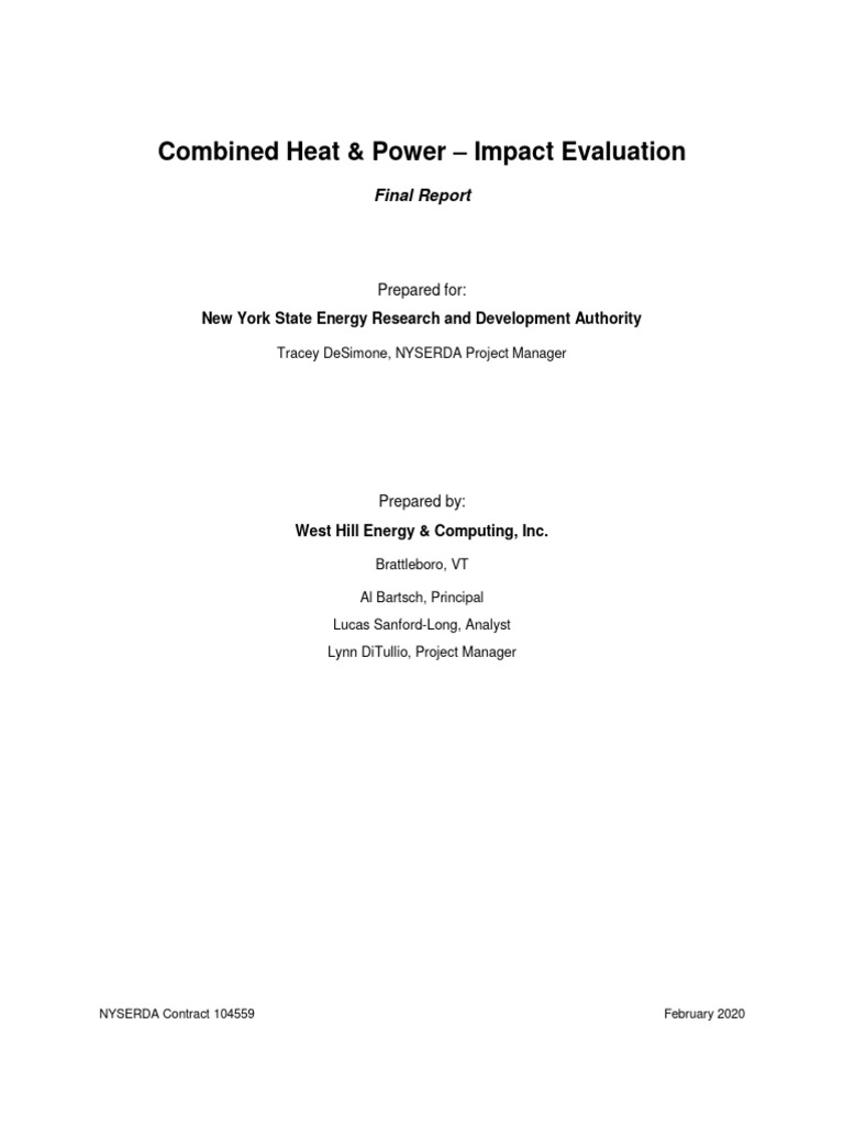 2020 CHP Impact Evaluation Report | PDF | Cogeneration | Watt
