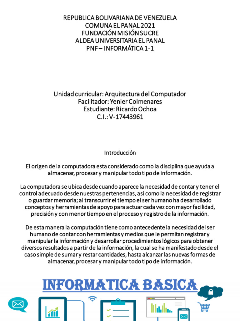 Arquitectura Del Computador Ricardo Ochoa Informatica 1-1 | Descargar gratis PDF | Periférico ...