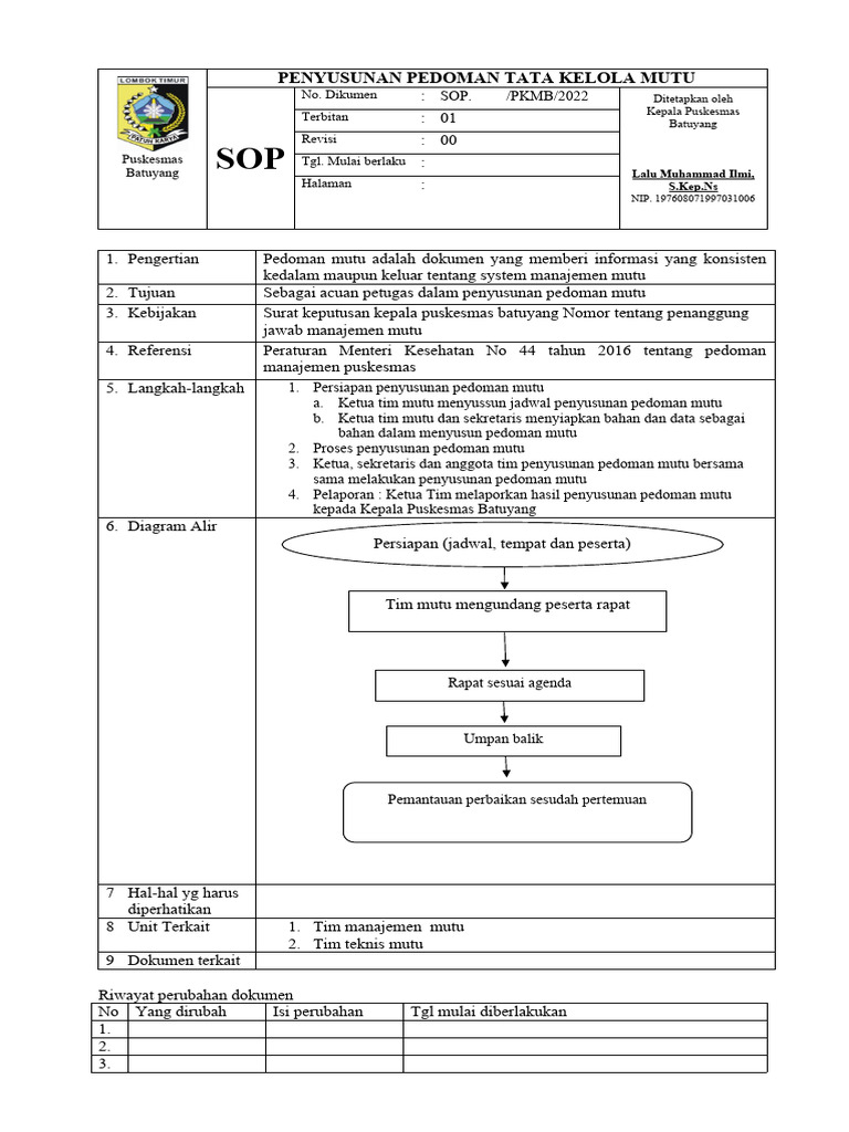 Sop Penyusunan Pedoman Tata Kelola Mutu | PDF