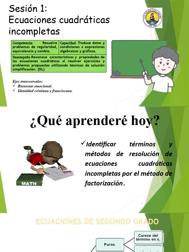 Ec. Cuadráticas Clase 1 (1) | PDF | Ecuaciones | Ecuación cuadrática