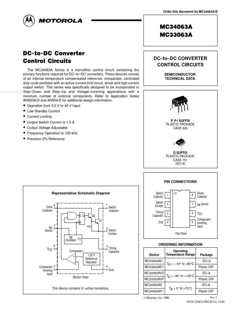34063AP1 Motorola | PDF | Inductor | Electrical Engineering