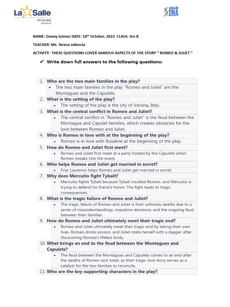 Homework Questions and Answers | Download Free PDF | Characters In ...