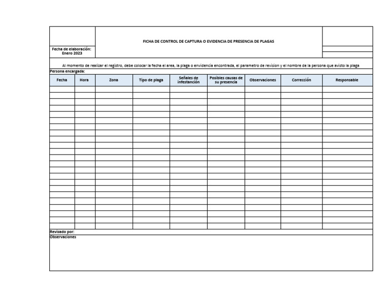 Ficha Control de Plagas | PDF Ficha Control de Plagas | PDF