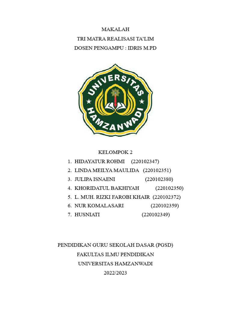Tri Matra Realisasi Ta’lim | PDF | Karier & Perkembangan | Agama ...