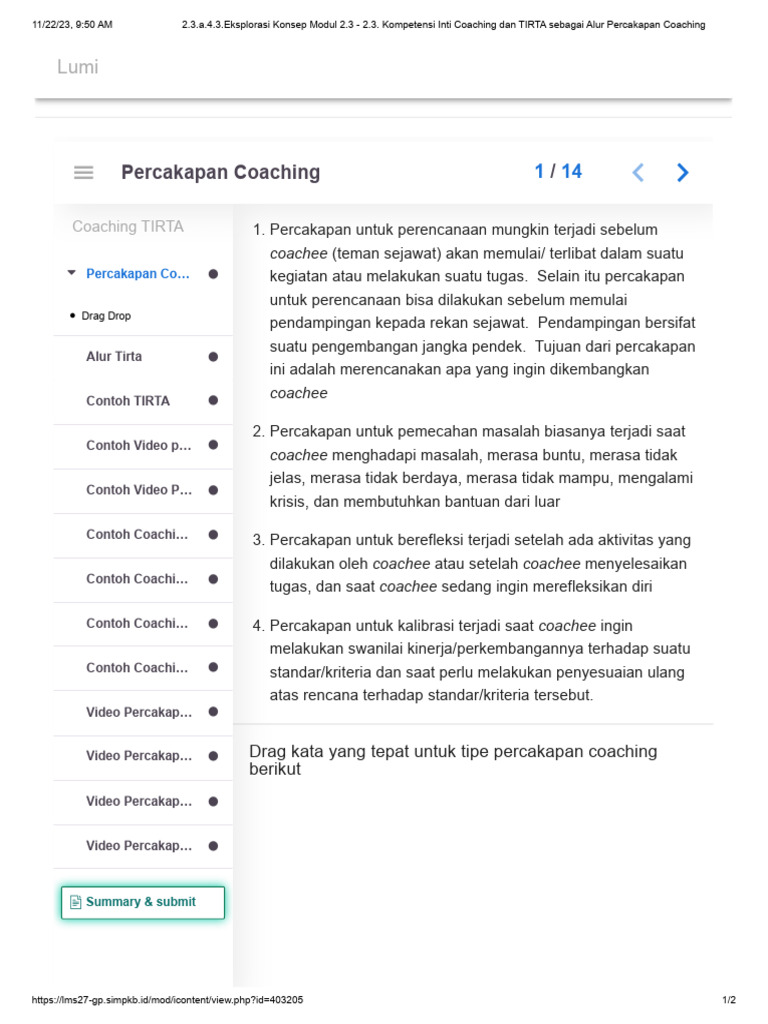 Tipe Percakapan Coaching TIRTA | PDF
