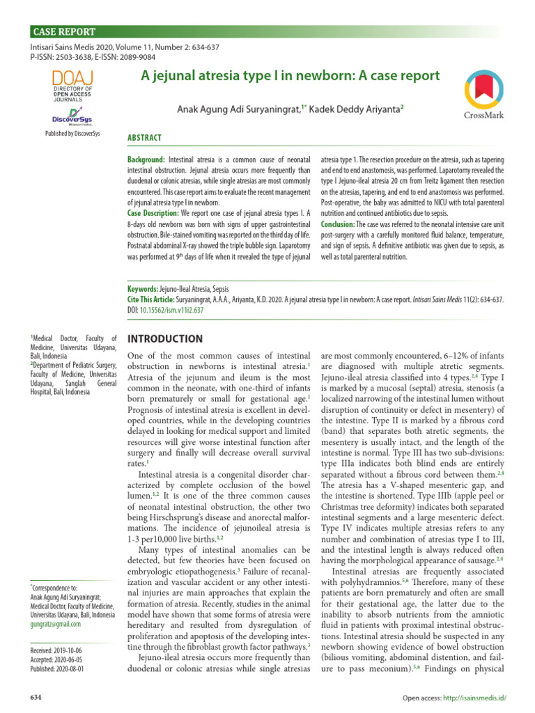 A Jejunal Atresia Type I in Newborn.a Case Report | PDF | Medical ...