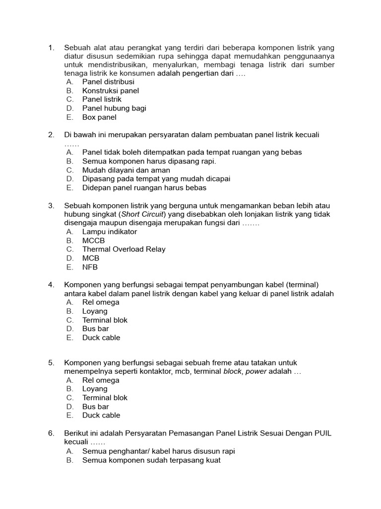 SOAL Instalasi Tenaga Listrik | PDF