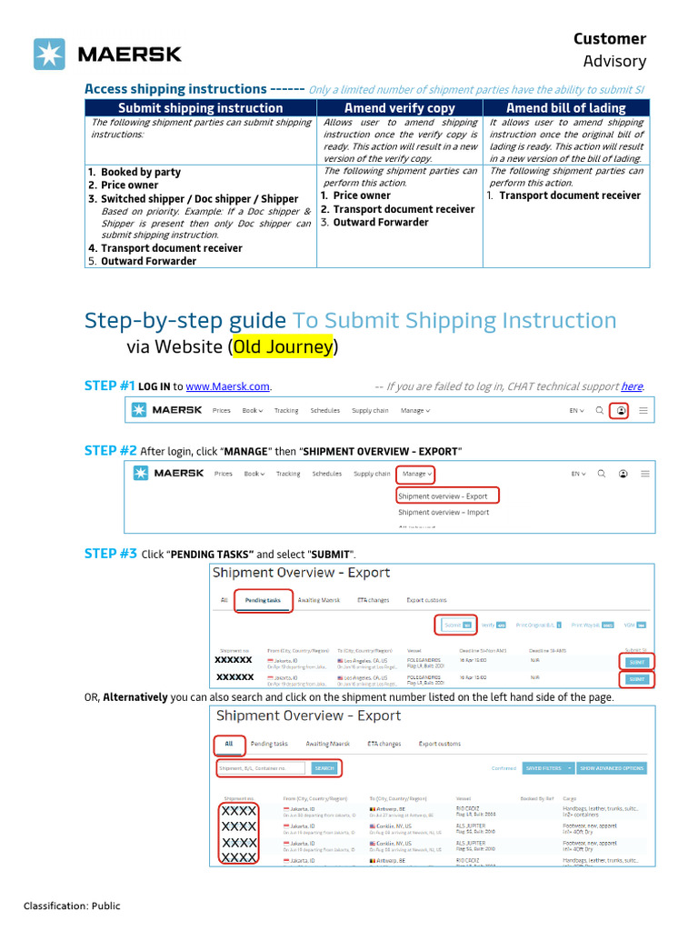 Step by Step Guide To Submit Shipping Instruction | PDF | Bill Of Lading | Cargo