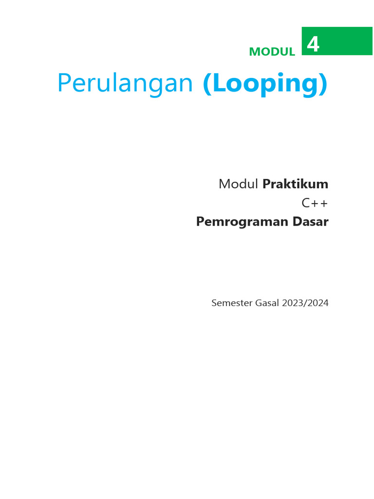 Dasar Pemrograman Modul 4 Perulangan | PDF | Pengelolaan Keuangan & Uang | Metode & Bahan Ajar