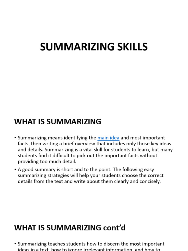 Summarizing Skills | PDF | Paragraph | Expert