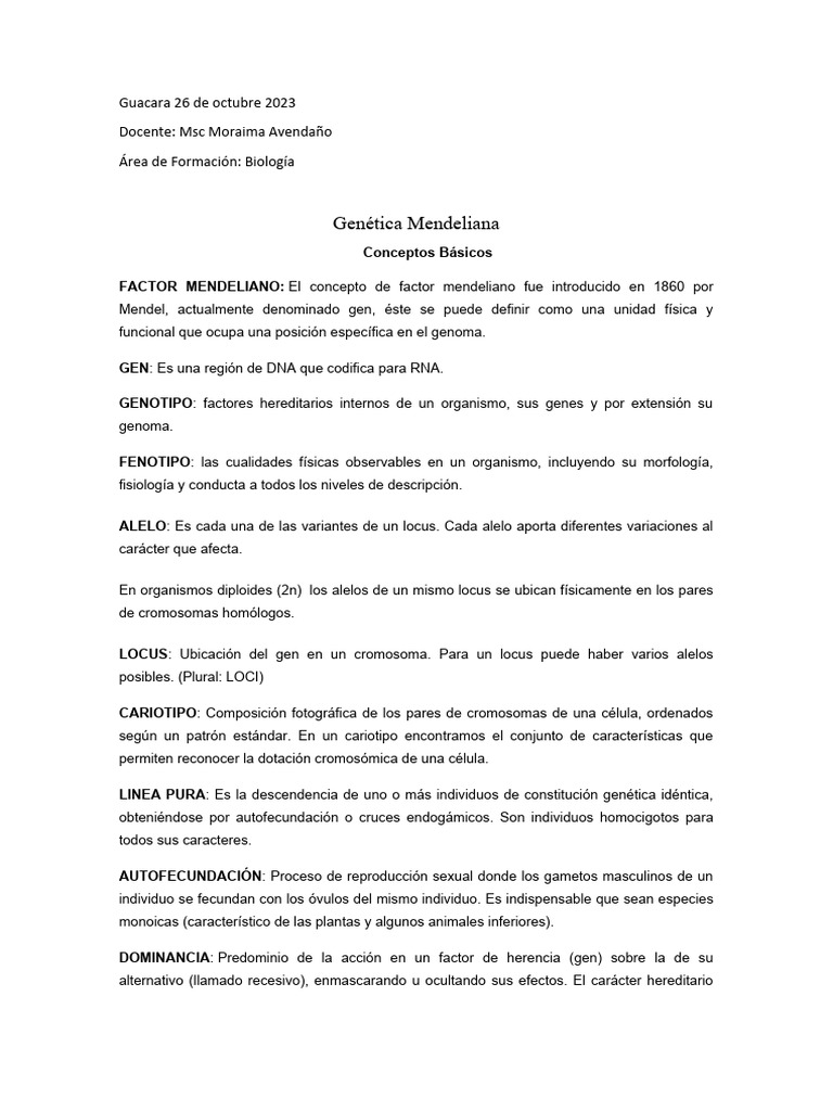 Guia Genetica Mendeliana | PDF | Dominancia (Genética) | Cigosidad