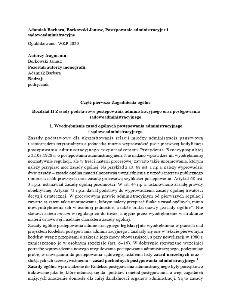 Adamiak Barbara Borkowski Janusz Postepowanie | PDF