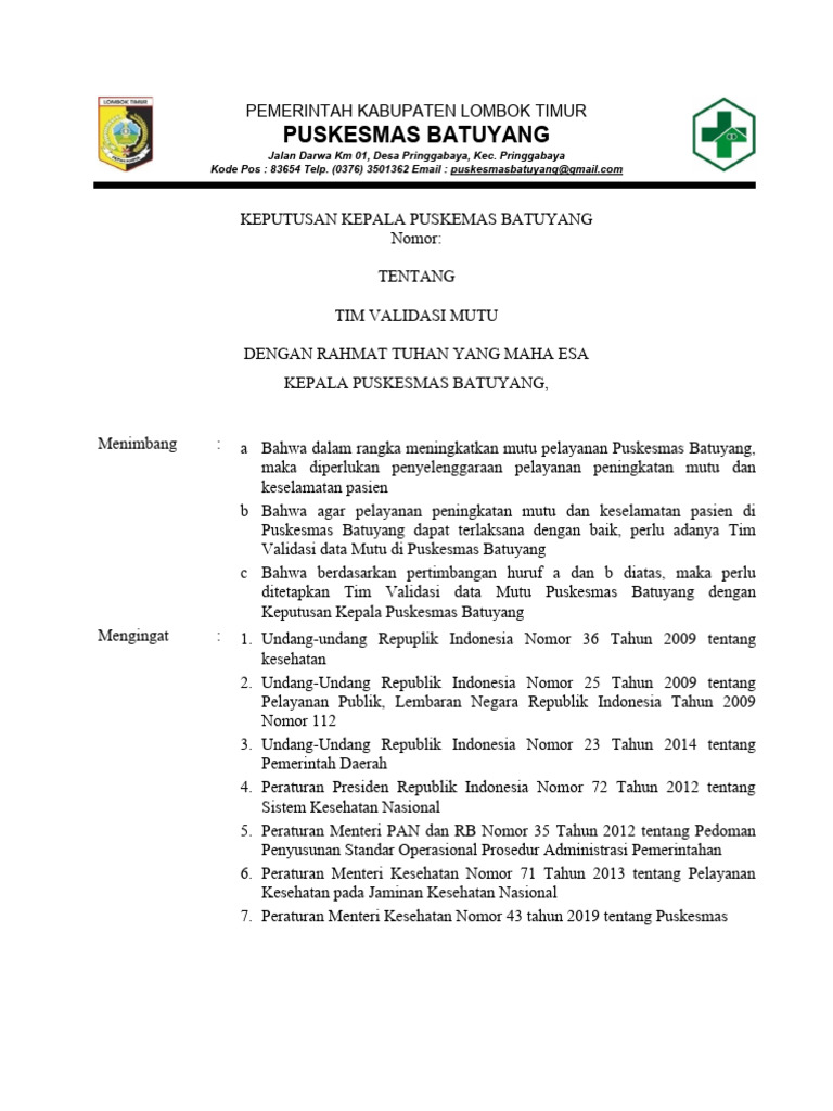 SK Tim Validasi Mutu | PDF