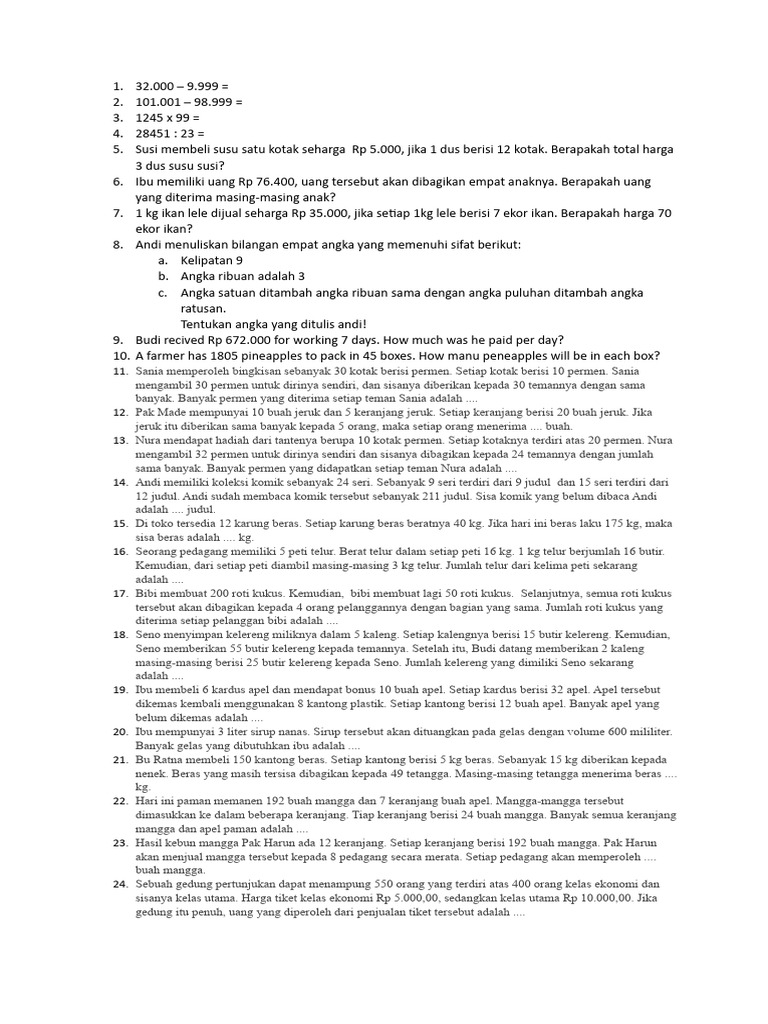 Latihan Ulangan MTK 1 | PDF