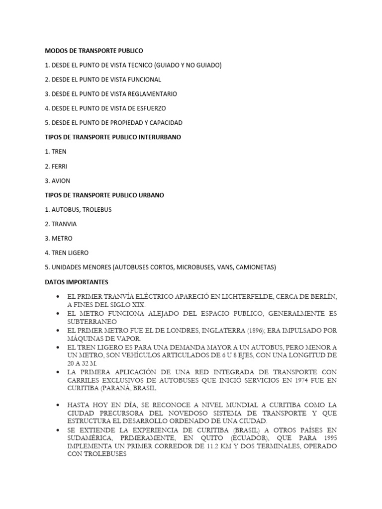 Modos de Transporte Publico | PDF | Transporte | Autobús