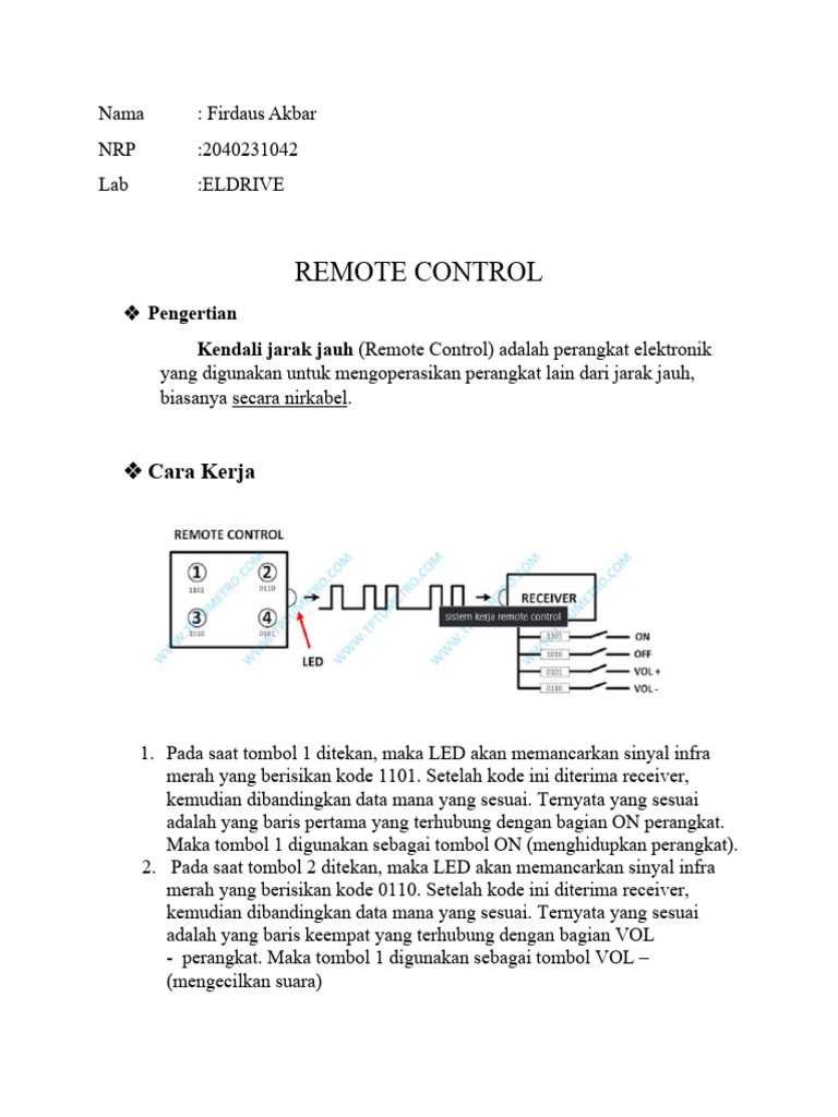 Komponen dan Cara Kerja Remote Control | PDF