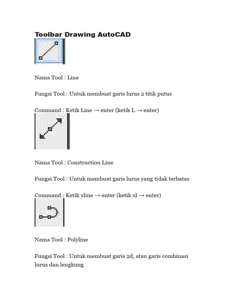 Fungsi Toolbar Draw di AutoCAD | PDF | Metode & Bahan Ajar | Komputer