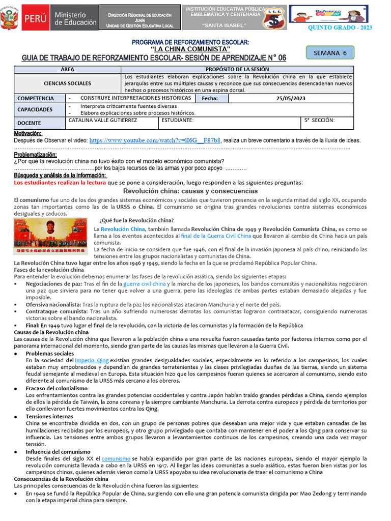 Guia de Activ. Reforz 06 | PDF | Comunismo | China