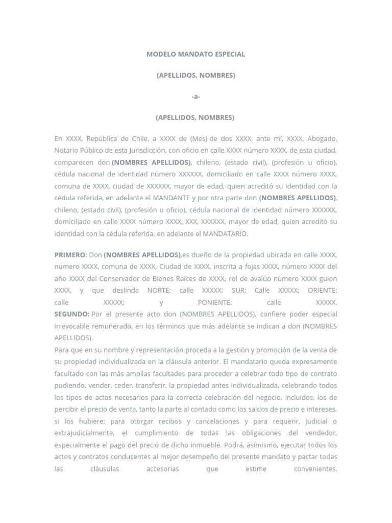 Modelo Mandato Especial | Descargar gratis PDF | Propiedad | Gobierno