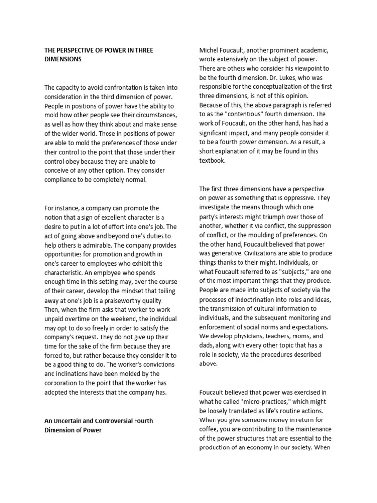 The Perspective of Power in Three Dimensions | PDF | Power (Social And ...