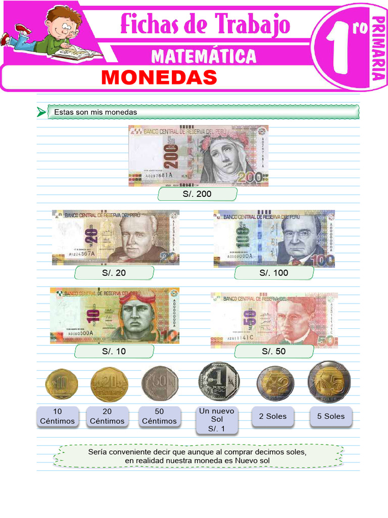 Monedas-para-Primer-Grado-de-Primaria | PDF