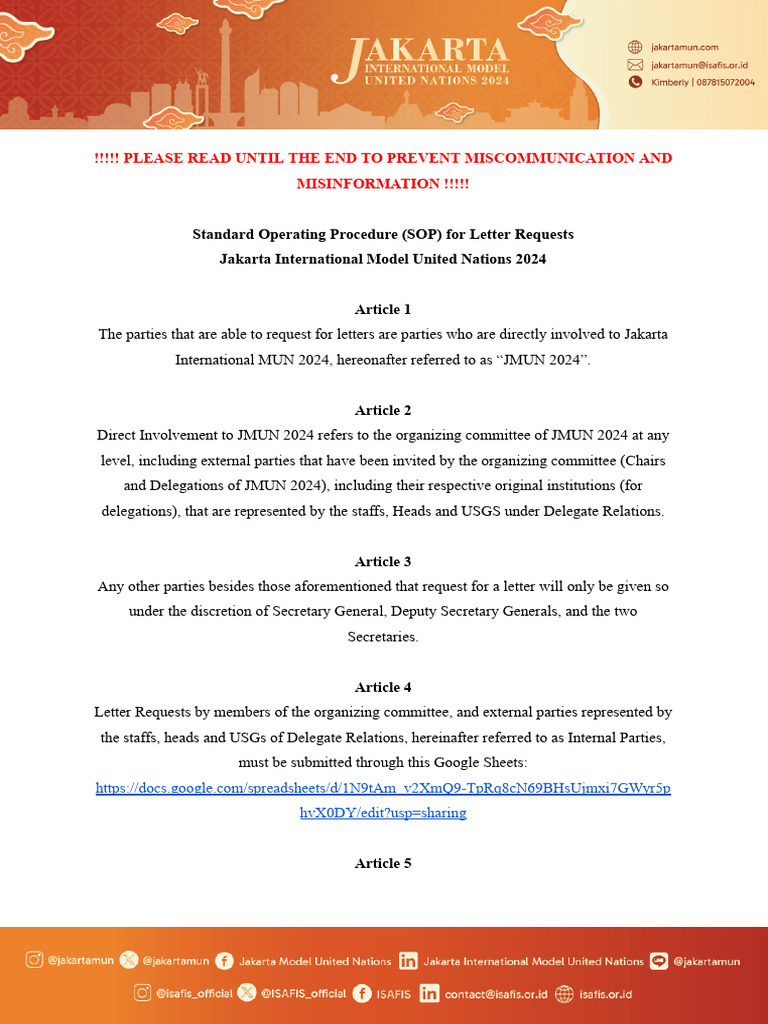 Example of Standard Operating Procedure (SOP) For Letter Requests | PDF