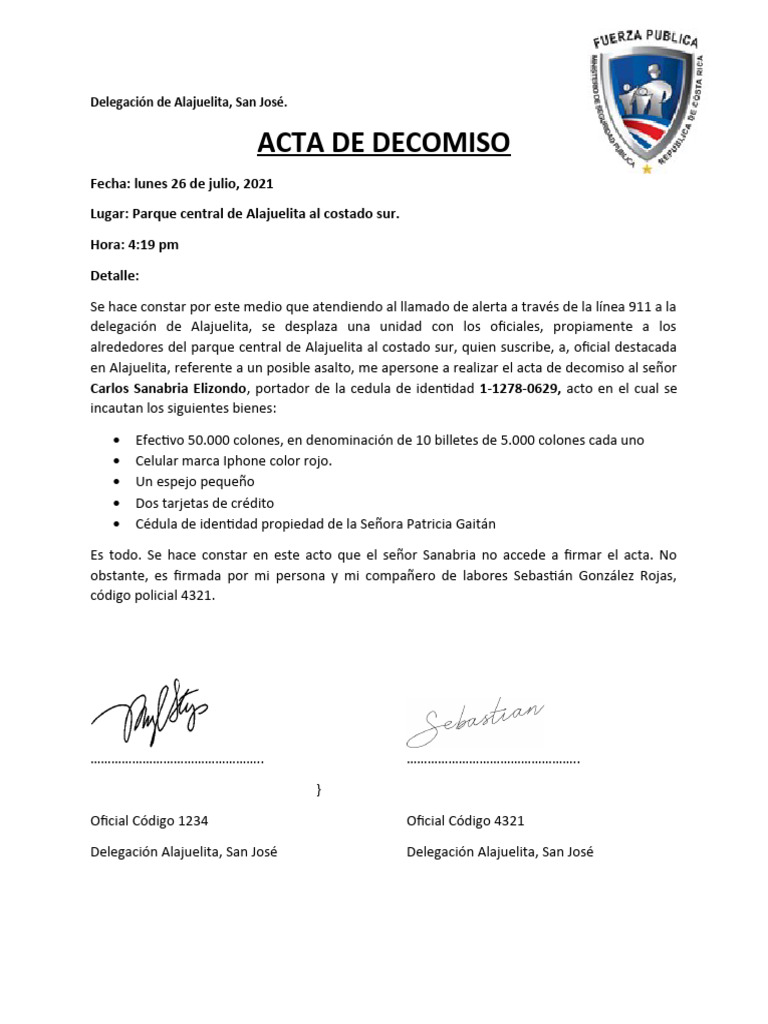 ACTA DE DECOMISO (Correcta 2) | PDF