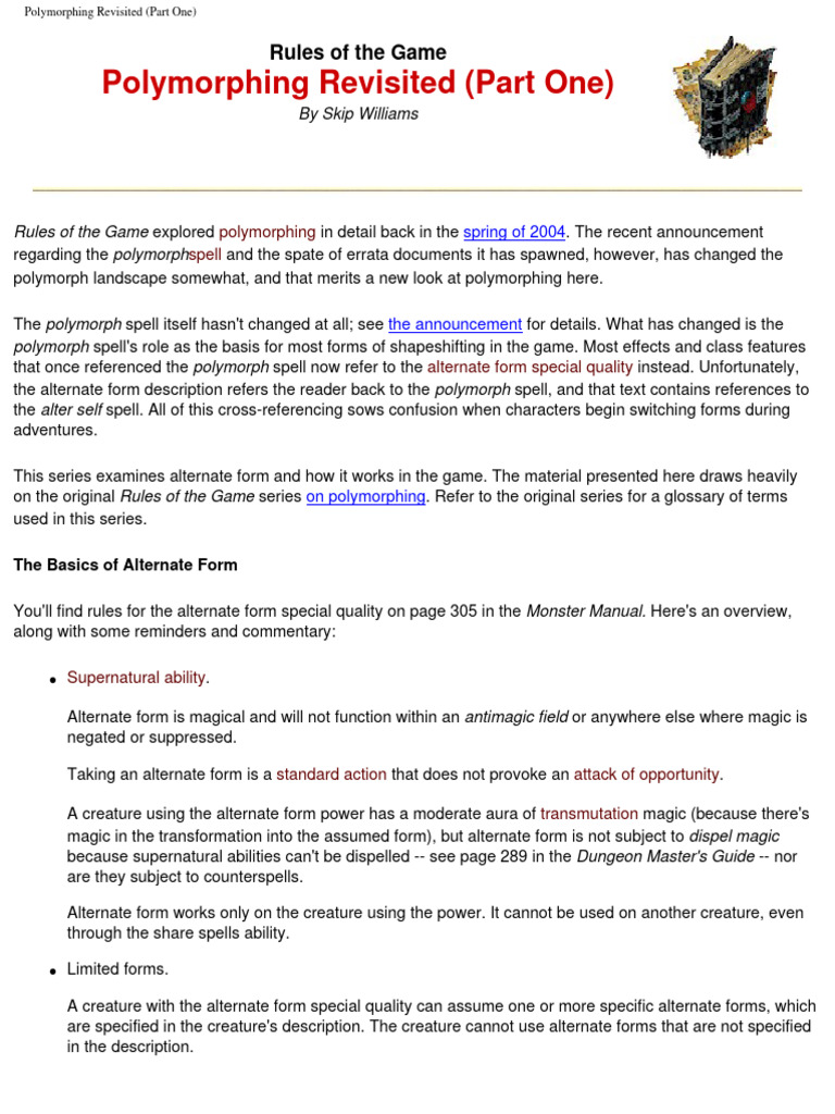 DND - RG - 20060502a Polymorphing Revisited Part 1 | PDF | Wizards Of ...