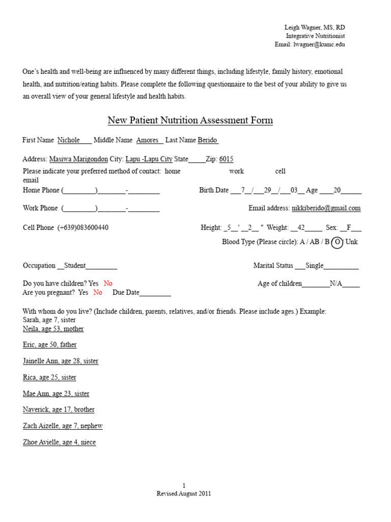 New Patient Nutrition BERIDO | PDF | Crohn's Disease | Diet (Nutrition)