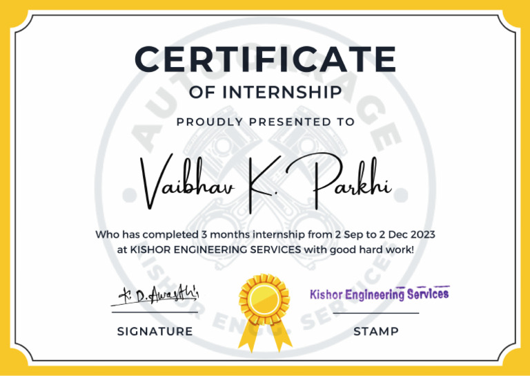 Vaibhav Internship Certificate | PDF