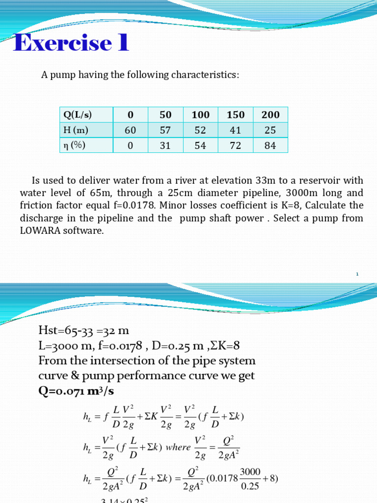 Pump Class Exercises | Download Free PDF | Pump | Fluid Mechanics
