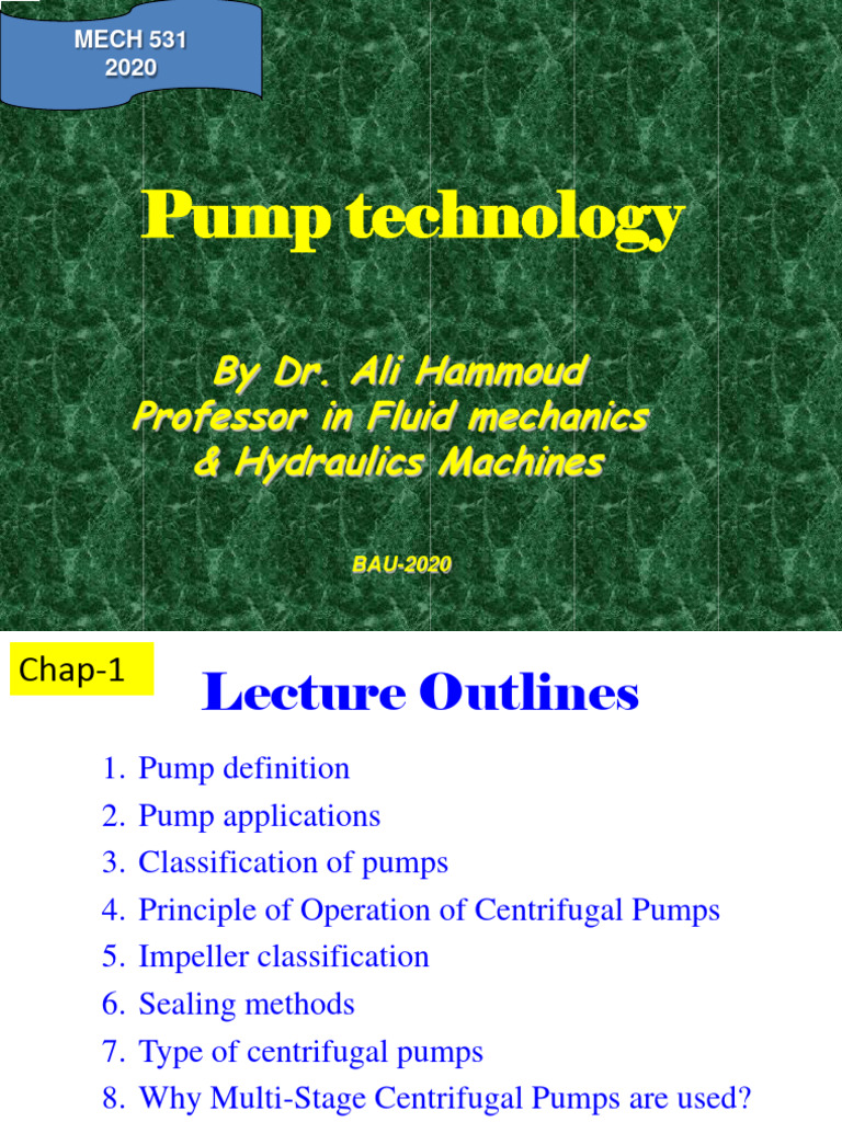 Pump Techmolog. Chap 1-2019 | PDF | Pump | Engines