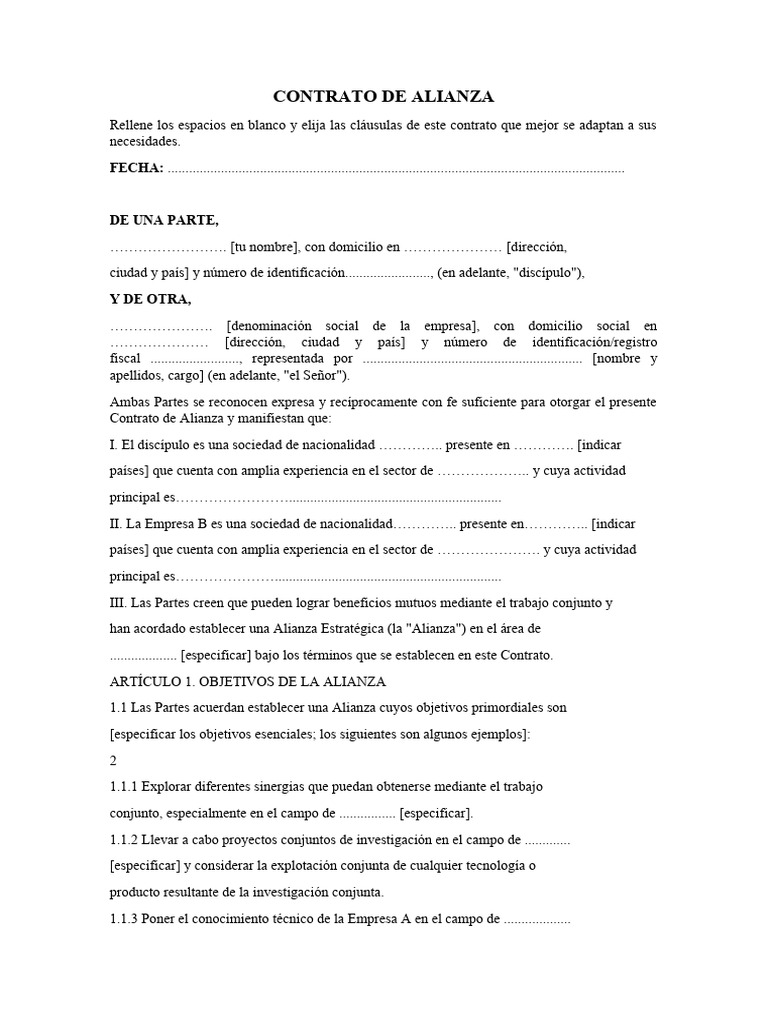 Contrato de Alianza | PDF | Business | Economias