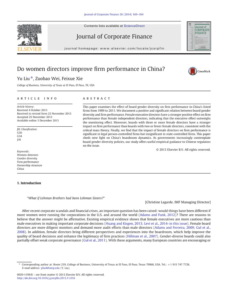 Women Directors Boost China Firms | PDF | Endogeneity (Econometrics ...