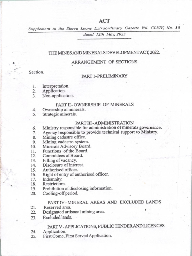 The Mines and Minerals Development Act 2022 | PDF