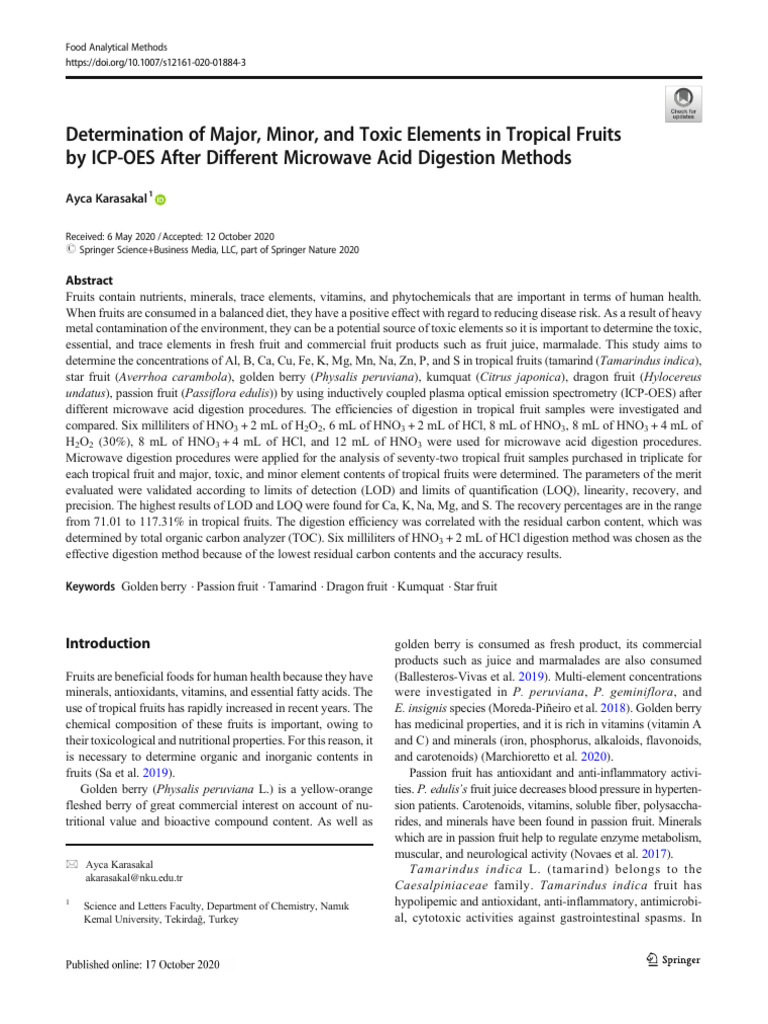 Fruits | PDF | Detection Limit | Chemistry