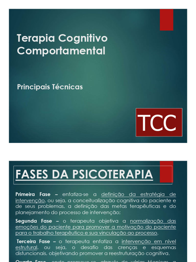 Principais TÃ©cnicas - TCC | PDF | Terapia cognitiva comportamental | Distúrbio mental