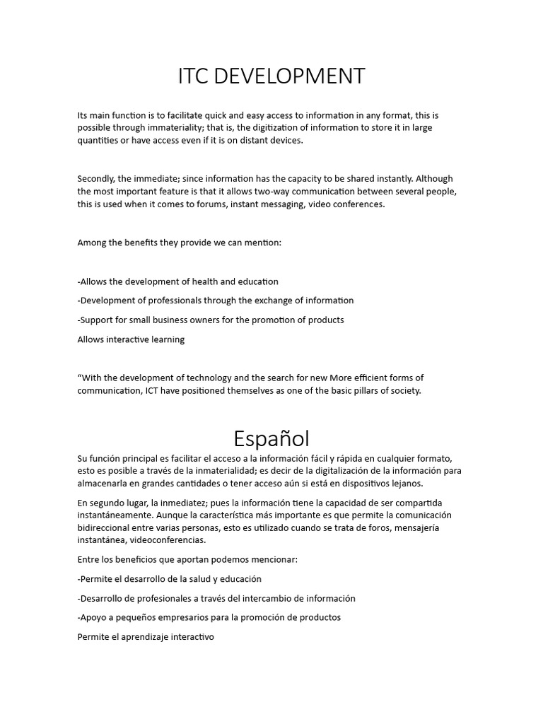 Itc Development | PDF