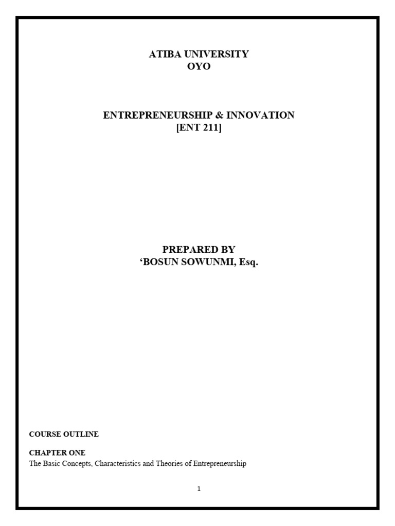 Ent 211 (Entrepreneurship & Innovation) - Real | PDF | Entrepreneurship | Neoclassical Economics