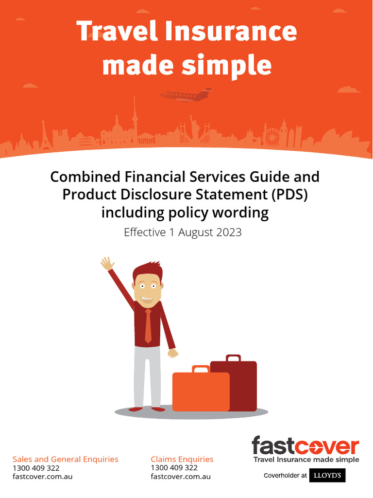 Fast Cover PDS - 01 Aug 2023 | PDF | Insurance | Travel Visa